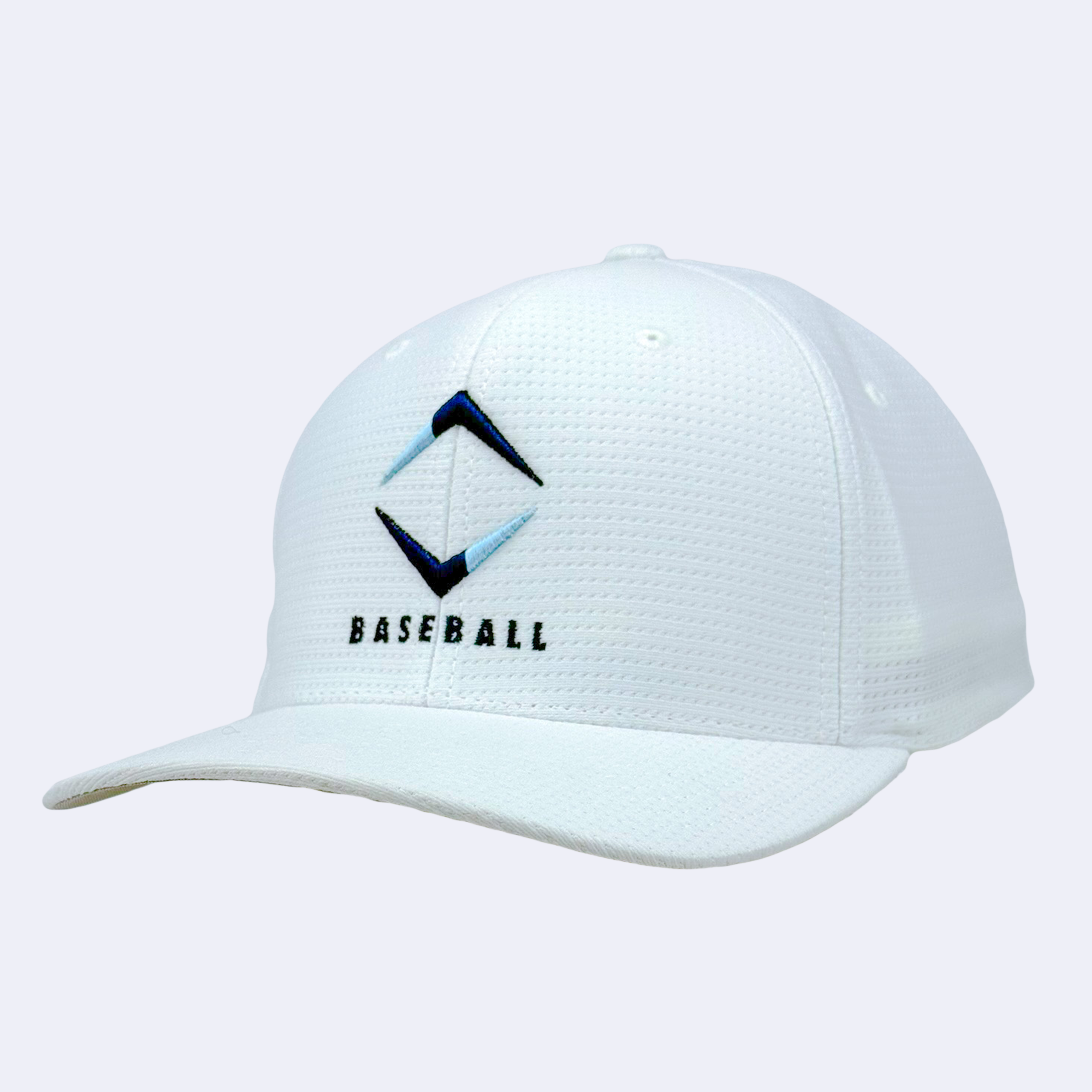 DIAMOND COOL & DRY HAT - WHITE/BLUE RASPBERRY – 6-4-3 BASEBALL